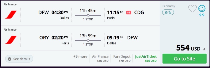 SUMMER! Dallas to Paris, France for 554 R/T [Air France]
