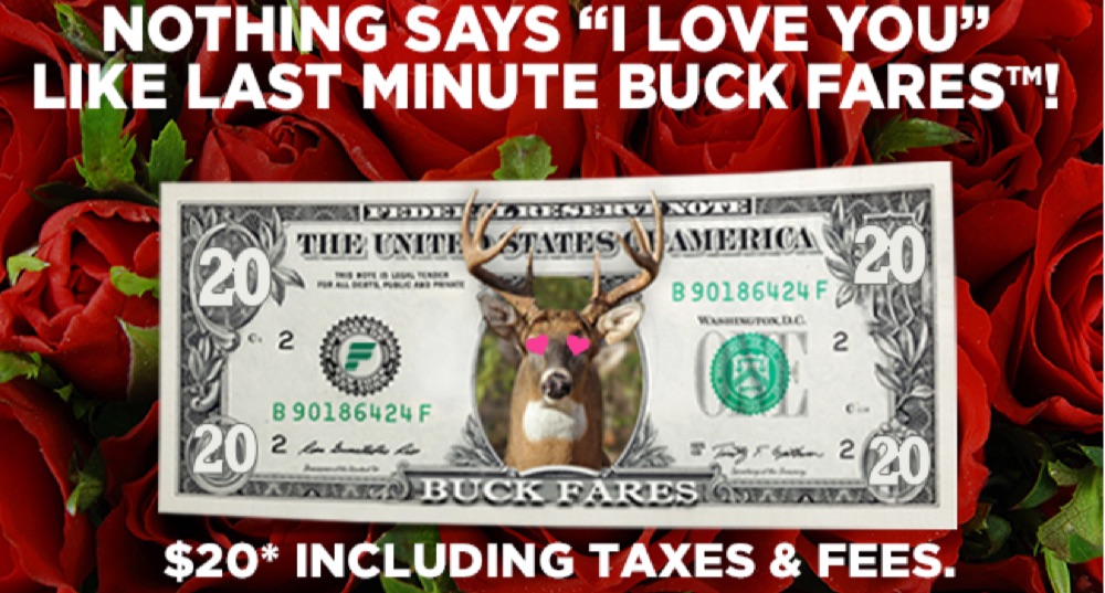 Buck Fares™ from Frontier Airlines ($20* incl. taxes and fees)