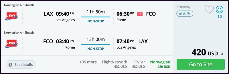 Nonstop! Los Angeles to Rome, Italy for $420 R/T