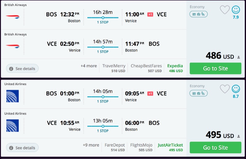 Boston to Italy: Venice from $486 R/T [Oneworld/Star Alliance]