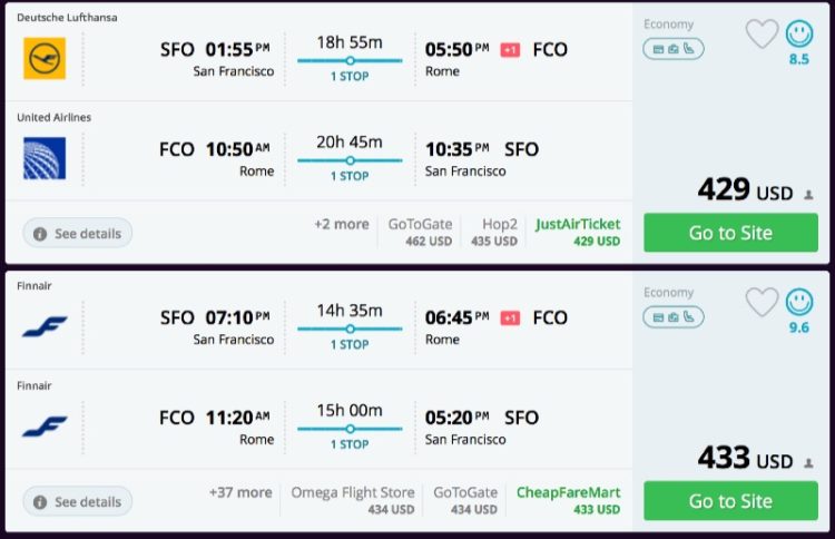 San Francisco to Rome, Italy from $429 R/T [Star Alliance/Oneworld]