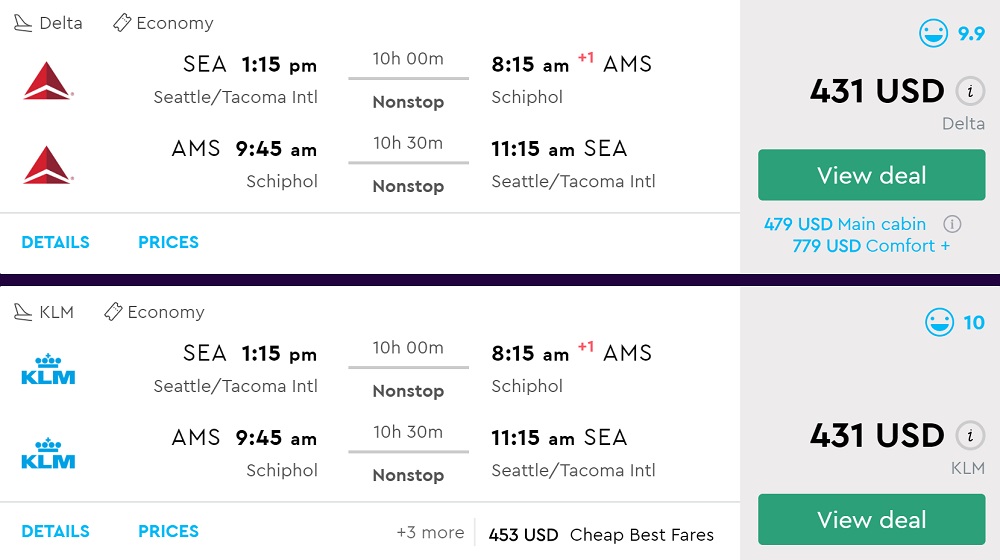 Nonstop! Seattle to Amsterdam (Netherlands) for $431 round-trip