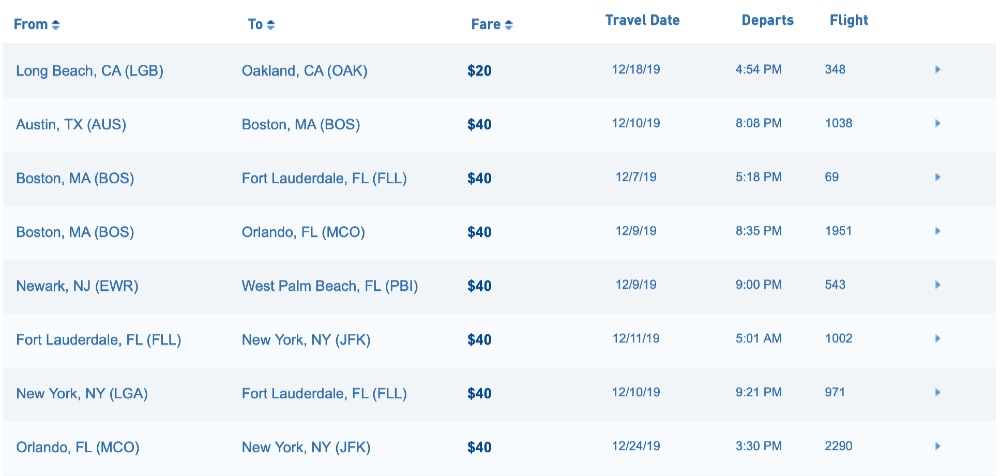 Flash Fares from jetBlue -- from $20 one-way