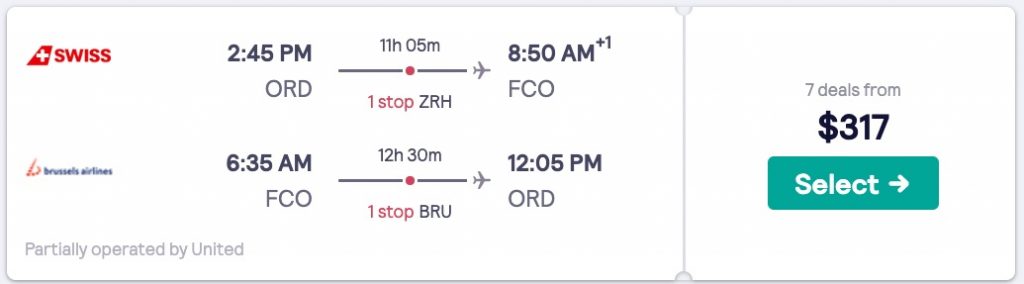 Late Summer! Chicago to Rome, Italy from $317 R/T