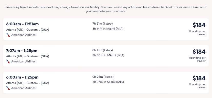 RARE! AA flights to Guatemala from Atlanta for only $184 R/T
